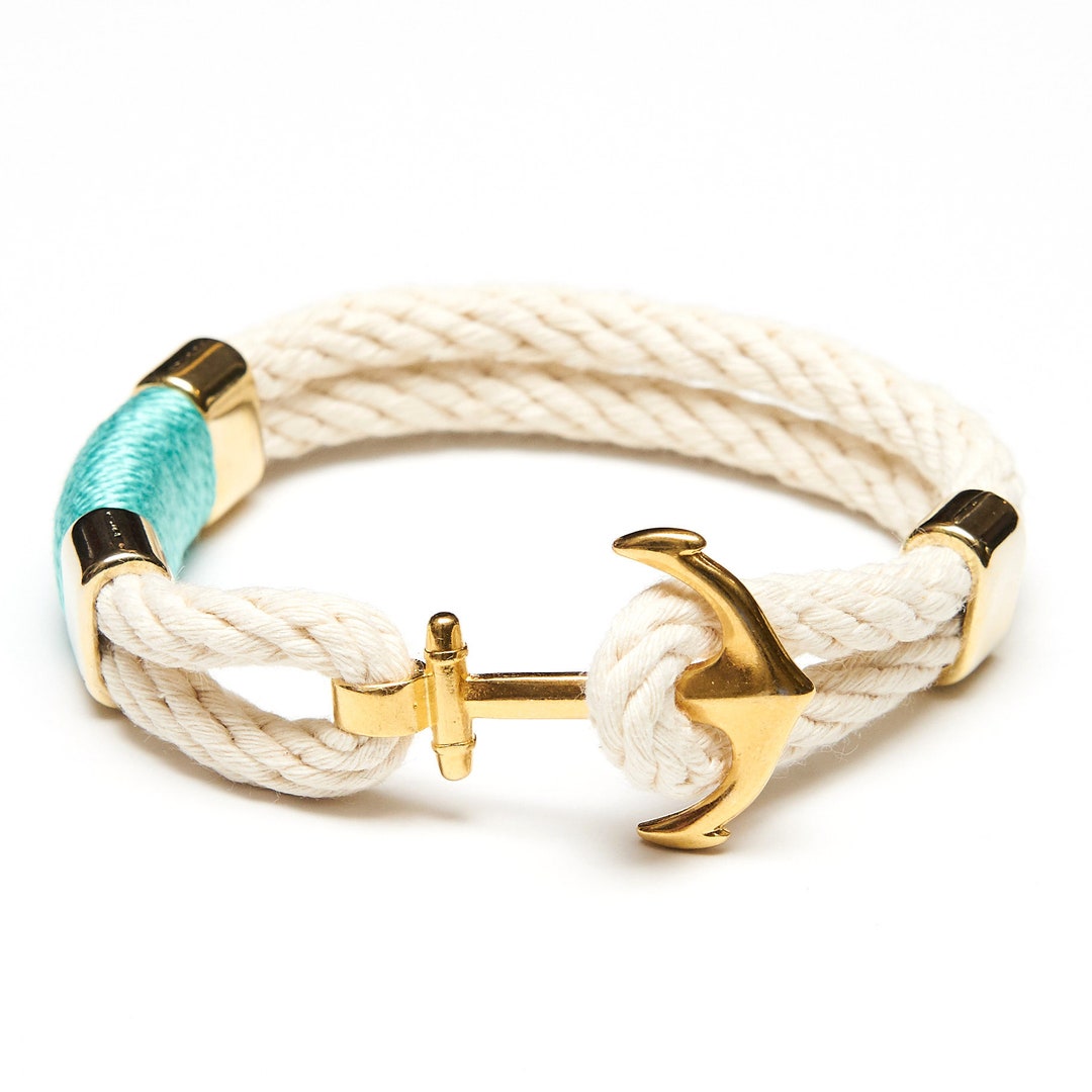 Nautical Rope Bracelet / Nautical Anchor Bracelet / Ivory Turquoise ...