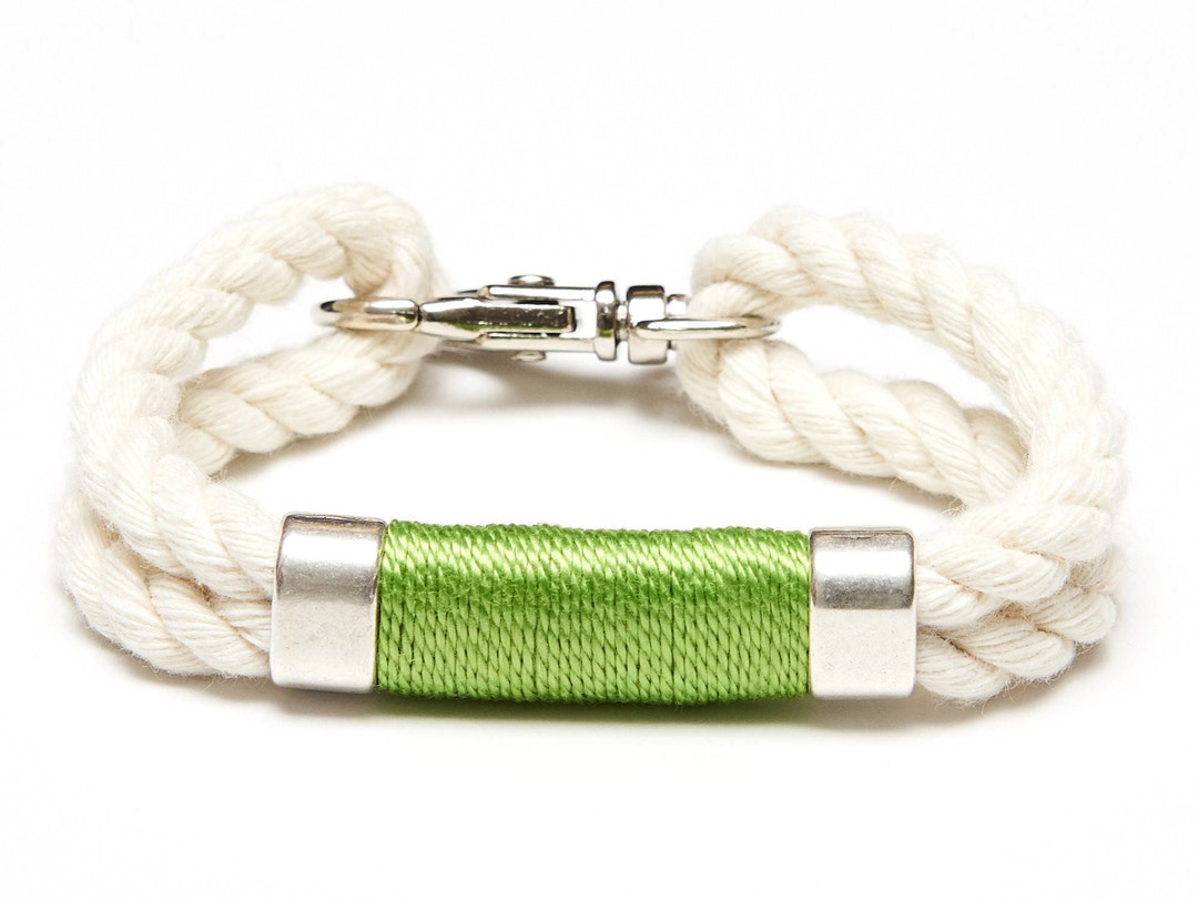Nautical Rope Bracelet / Ivory Rope Bracelet / Silver Nautical - Etsy