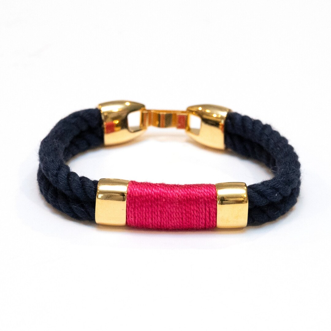 Nautical Rope Bracelet / Navy Rope Bracelet / Pink Rope Bracelet / Gold ...