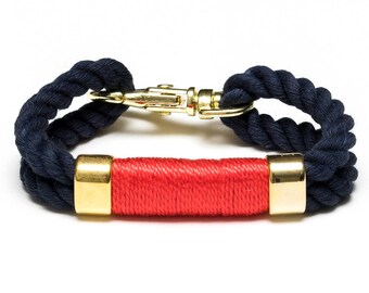 Nautical Rope Bracelet / Navy Rope Bracelet / Navy Coral Rope | Etsy