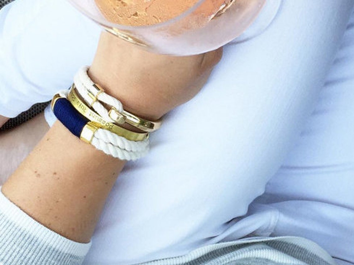 Nautical Rope Bracelet / Ivory Rope Bracelet / Gold Nautical - Etsy