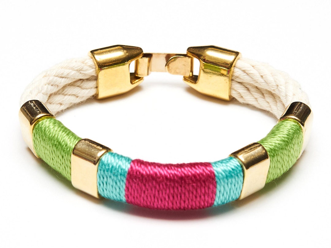 Nautical Rope Bracelet / Nautical Jewelry / Ivory Rope Bracelet / Pink ...