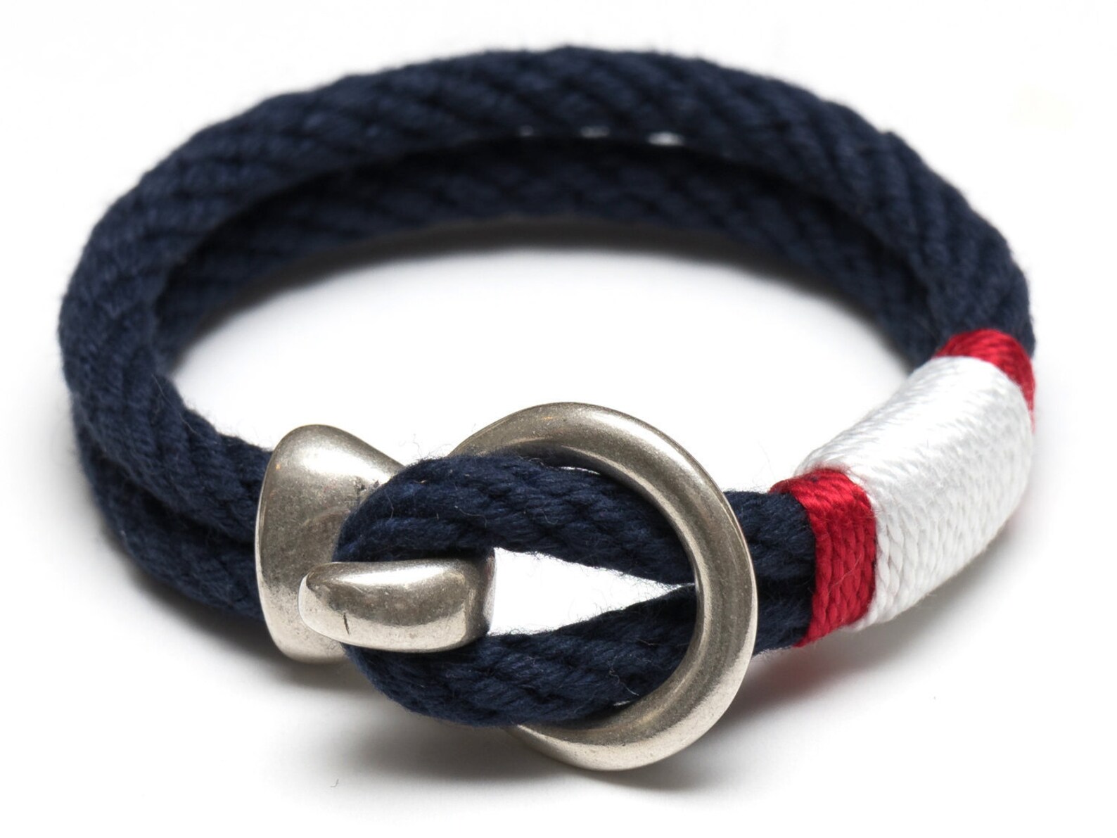 Nautical Rope Bracelet / Silver Hook Clasp Bracelet / Navy | Etsy