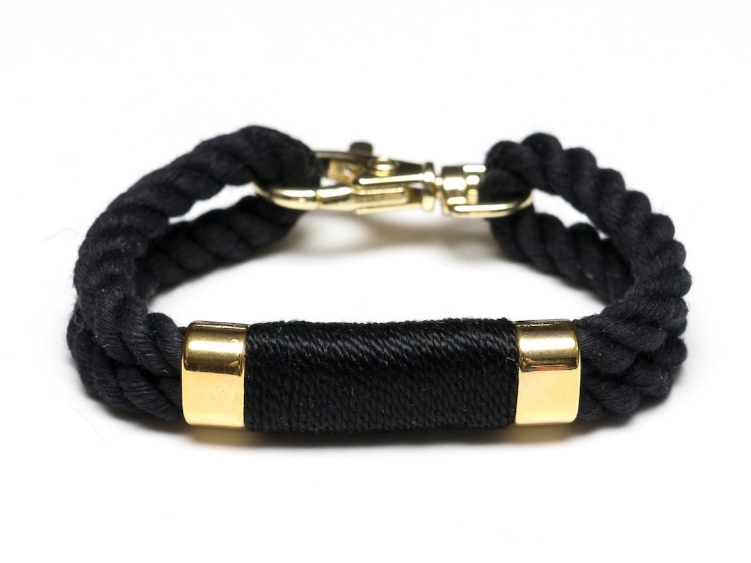 Nautical Rope Bracelet / Black Rope Bracelet / Gold Nautical - Etsy