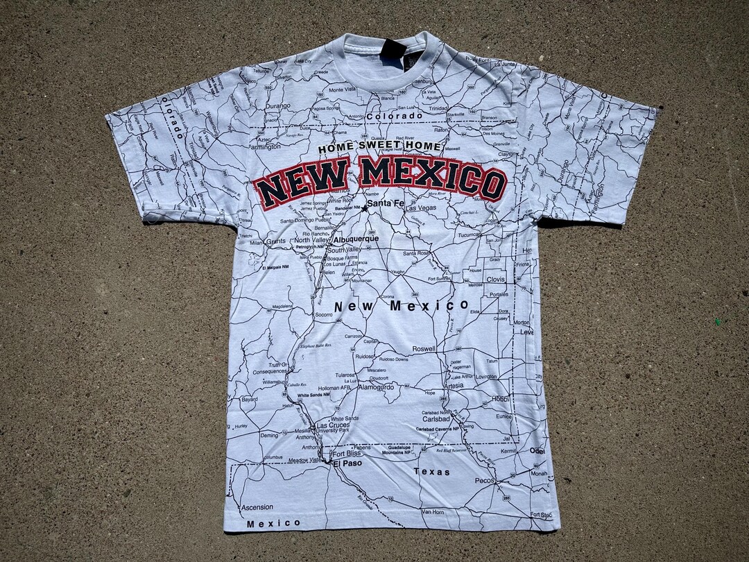 Vtg 90s New Mexico State Road Map All Over Print T-shirt - Etsy