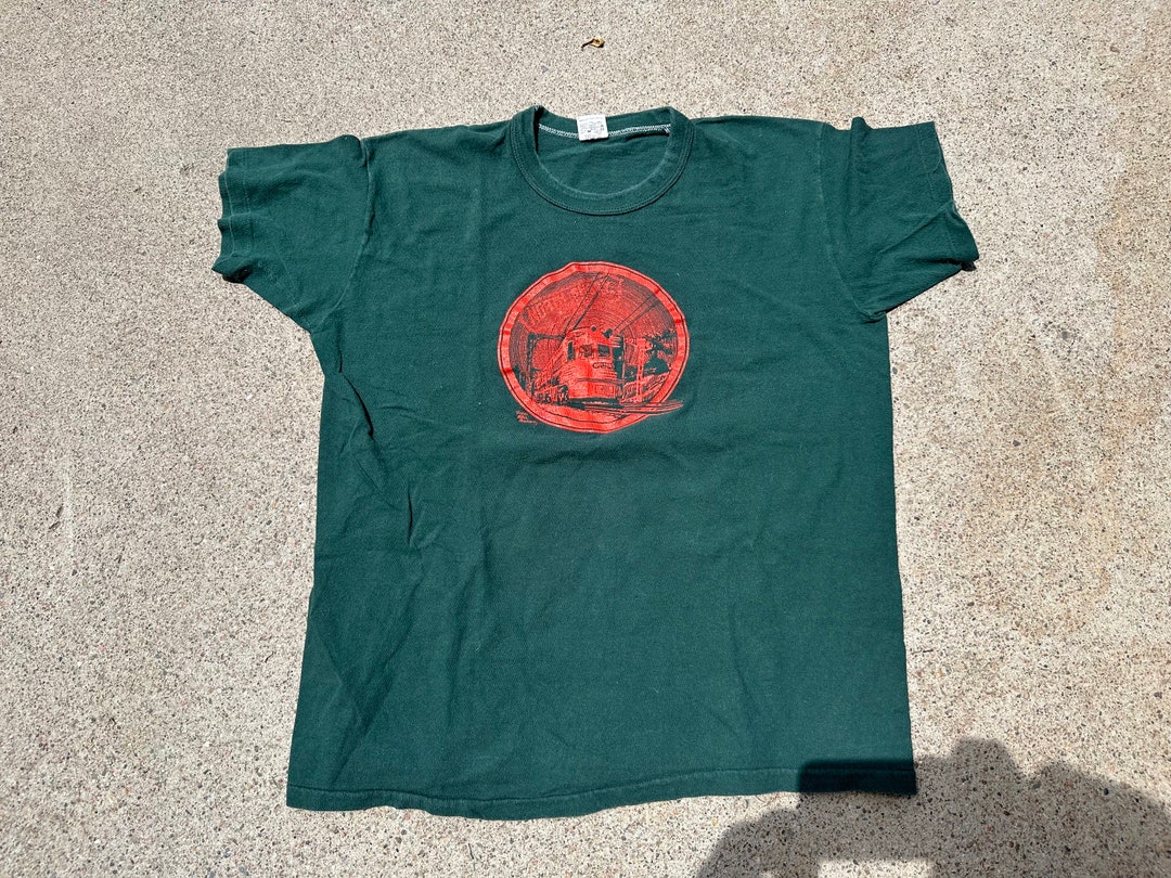Vtg 1981 North Shore Line Chicago Train Graphic Printed Single Stitch T ...