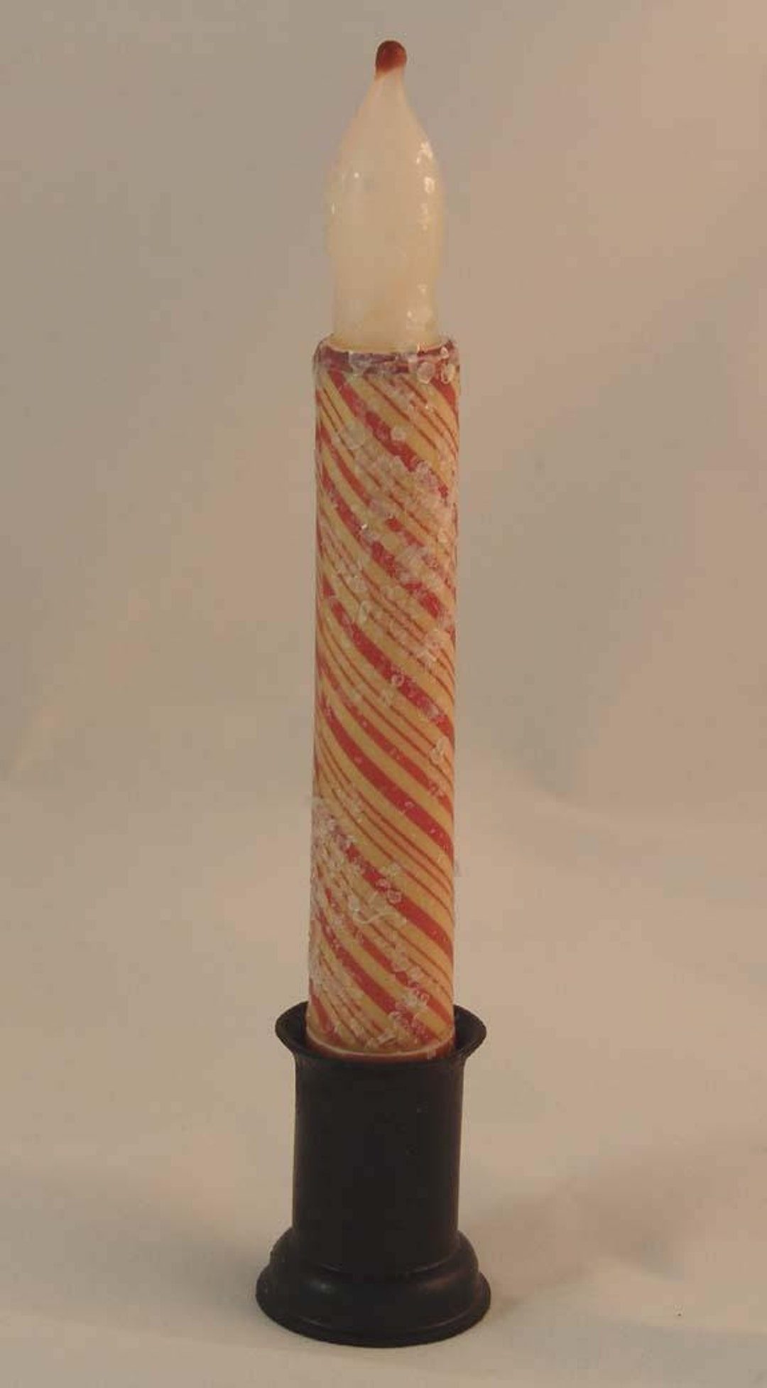 Candy Cane Timer Taper Candle With Mica Flameless LED # 032 Req 2 AA - Etsy