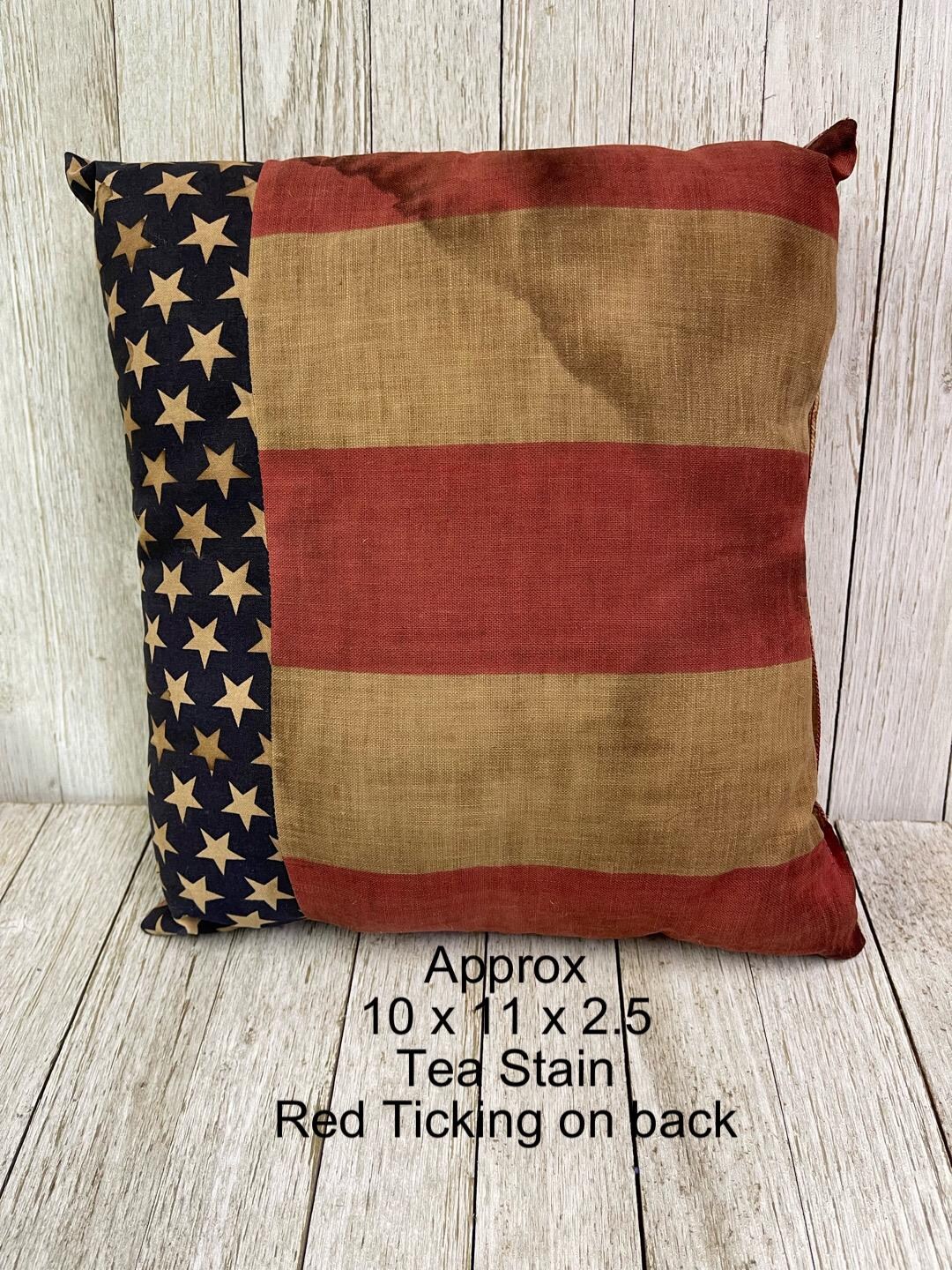Americana Primitive Tea Stain Pillow Handcrafted - Etsy