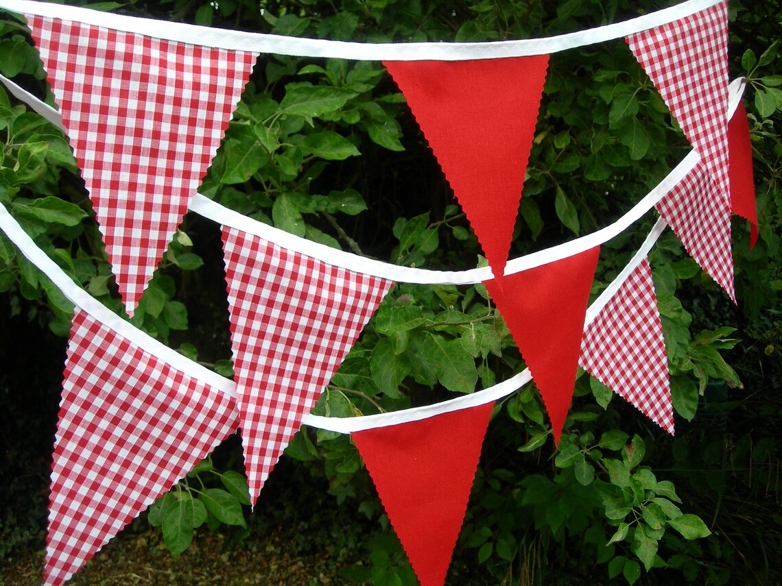 Bunting Plain Red and Red Gingham on White Tape 3m 5m 10m - Etsy