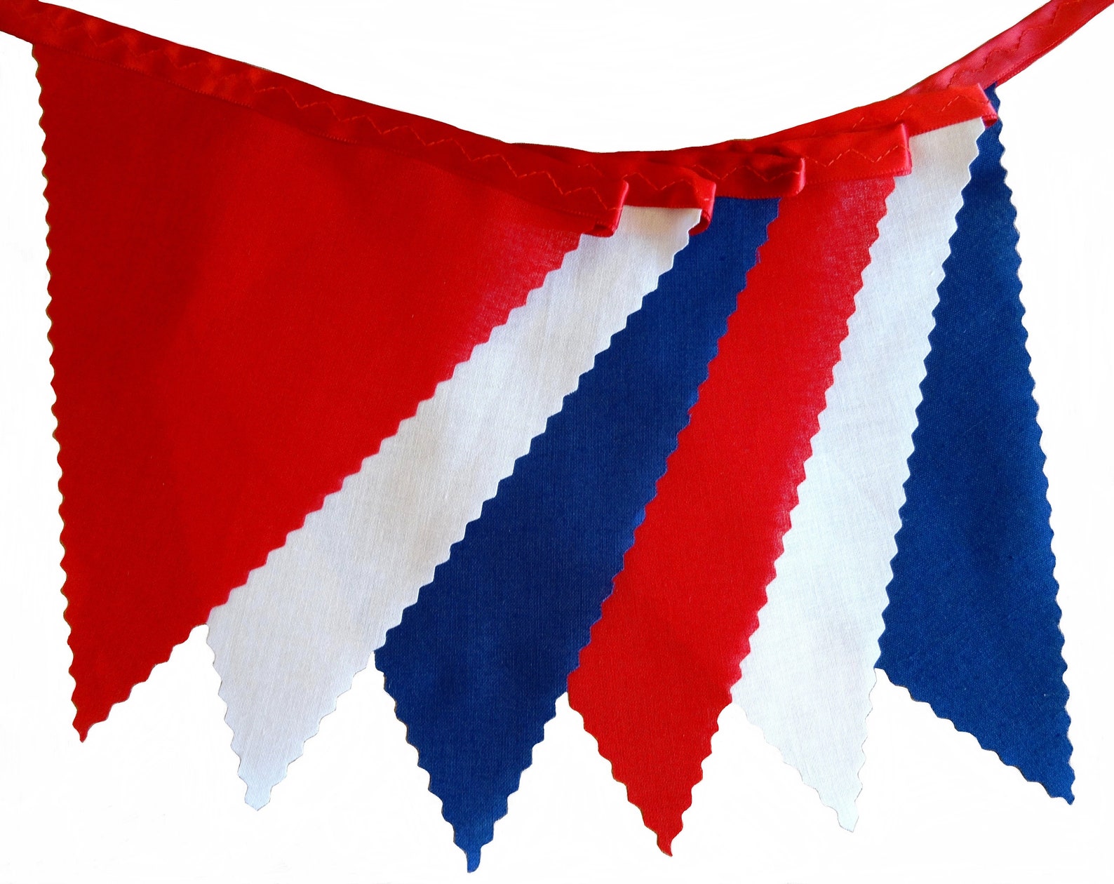 Bunting - Red, White & Blue Bunting on Red Ribbon - Royal Sport UK ...