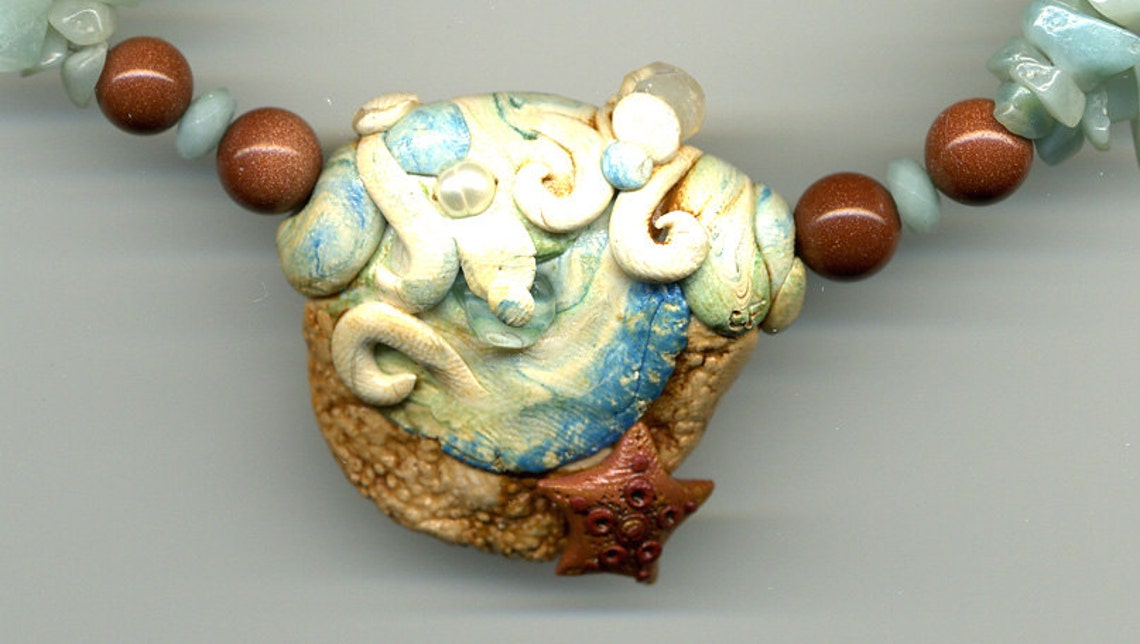Surf Necklace Ocean Surf Polymer Clay Jewelry Surf Jewelry - Etsy