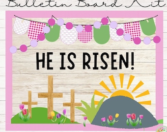 He is Risen Easter Bulletin Board Resurrection Classroom Door Decor - Etsy