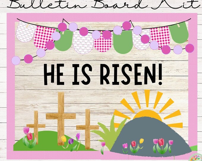 Teachers School Bulletin Board Easter Cutouts DIY Kit "he is Risen ...