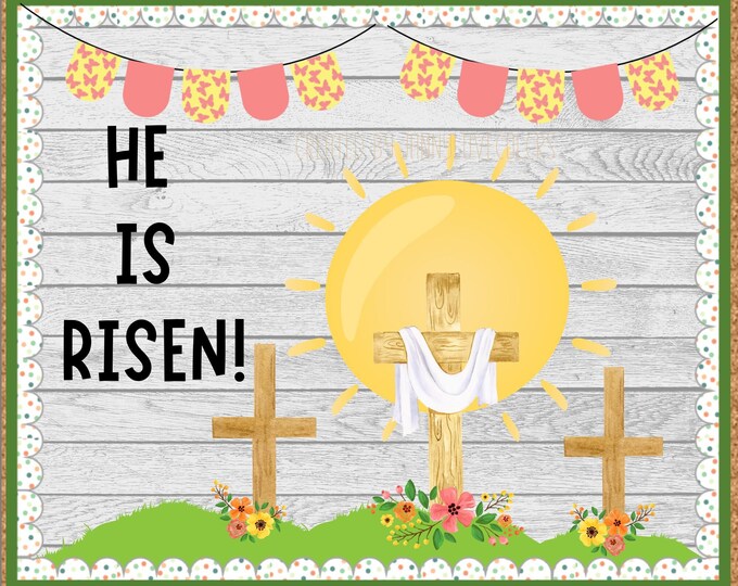 He is Risen Easter Bulletin Board Resurrection Classroom Door Decor - Etsy