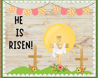 He is Risen Easter Bulletin Board Resurrection Classroom Door Decor - Etsy