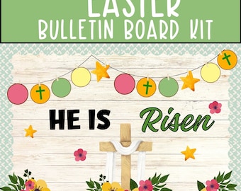 He is Risen Easter Spring Classroom Bulletin Board Kit - Etsy