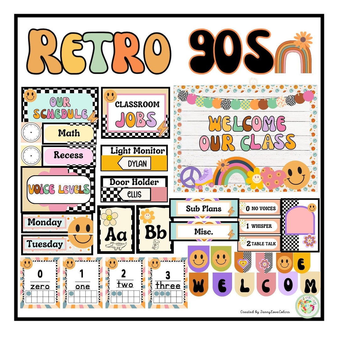 Retro 90s Theme Classroom Decor BUNDLE Printable Digital Download - Etsy