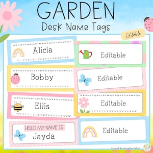 Garden Theme Student Name Plates Desk Tags Editable - Etsy