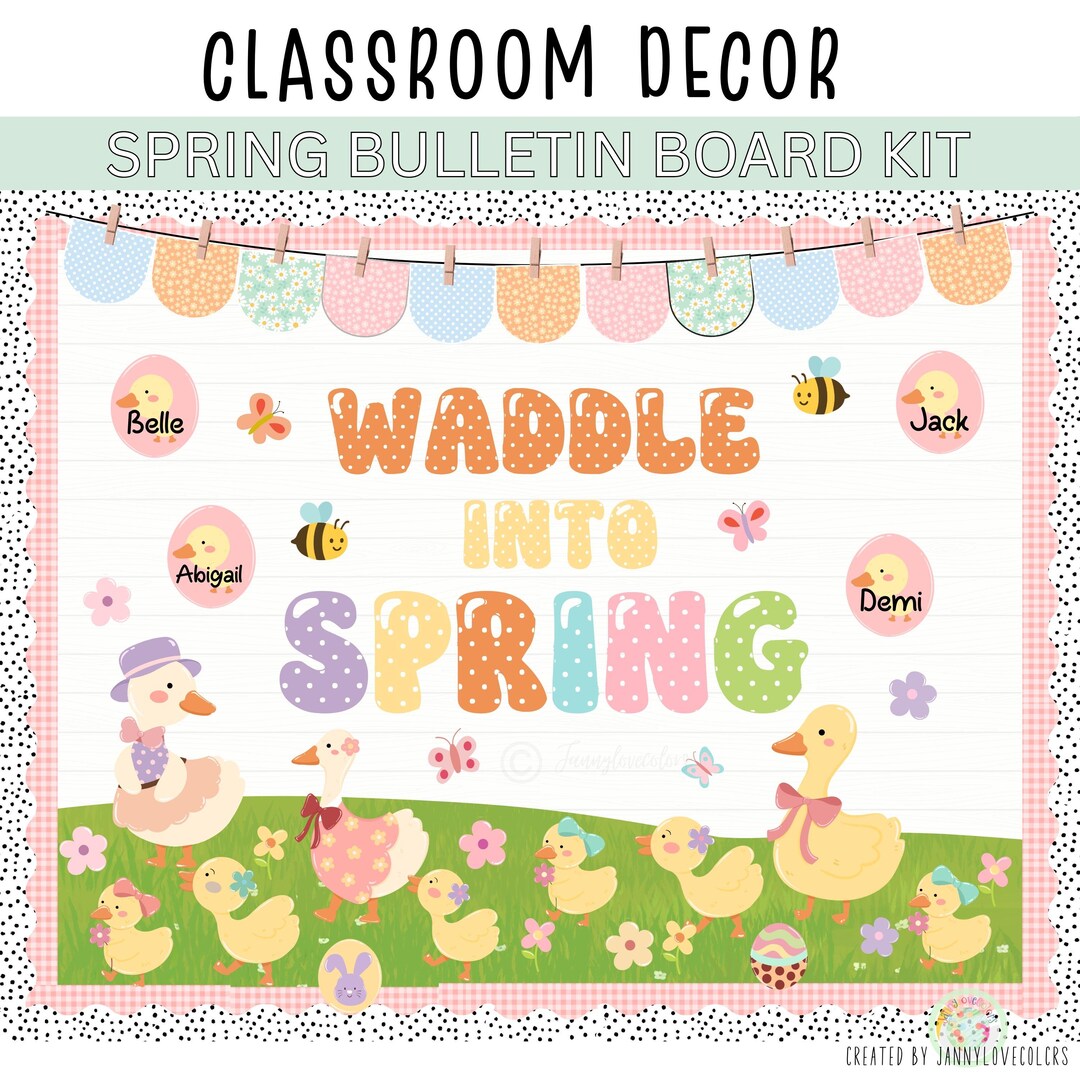 Spring Bulletin Board Kit Duck Classroom Decor Printable & Editable ...