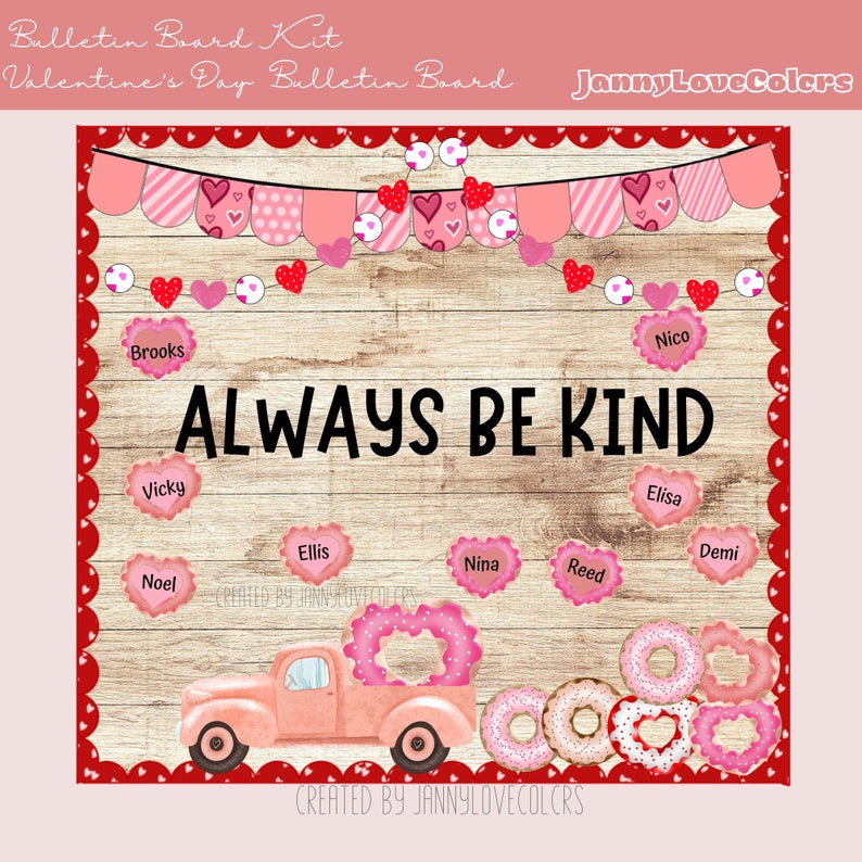 Donut Truck Valentine's Day Bulletin Board Kit - Etsy