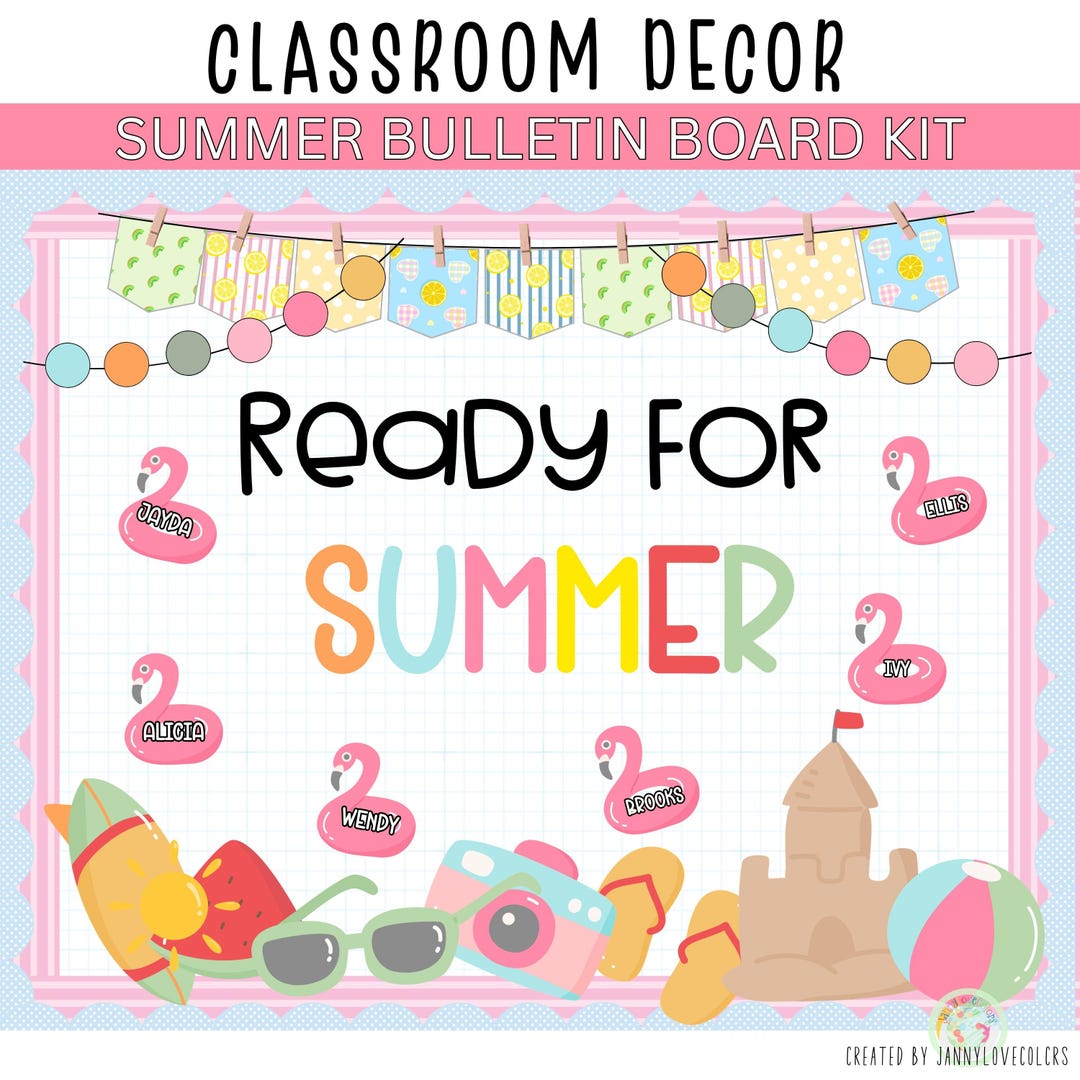 Summer Bulletin Board Kit, Beach Theme Classroom Decor (digital ...