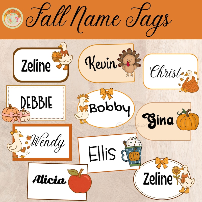 Fall Name Tag Printables - Etsy