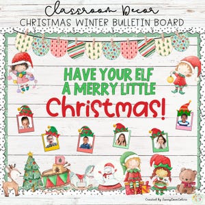Christmas Selfies Bulletin Board Kit December Classroom Decor Activity ...
