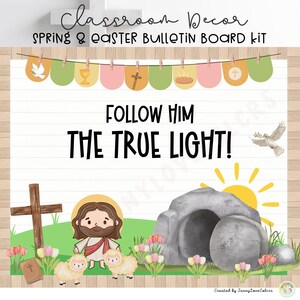 Easter Christian Bulletin Board Kit: Classroom Door Decor (digital ...