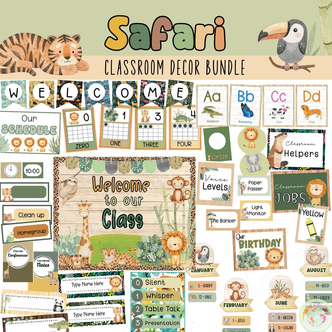 Safari Classroom Decor Bundle: Neutral Animal Theme (digital Download ...
