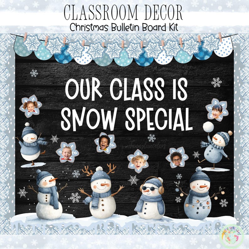 Winter Classroom Door Decor | Christmas Bulletin Board Kit | Editable ...