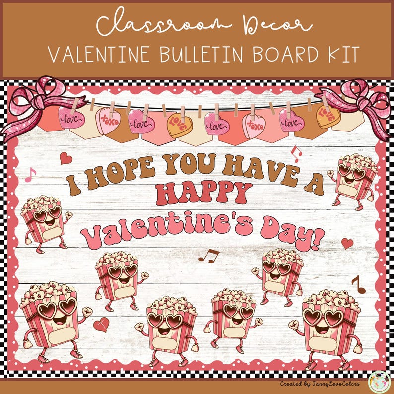 Retro Valentine's Day Bulletin Board Kit: Groovy Heart Decor (PDF, PPT ...