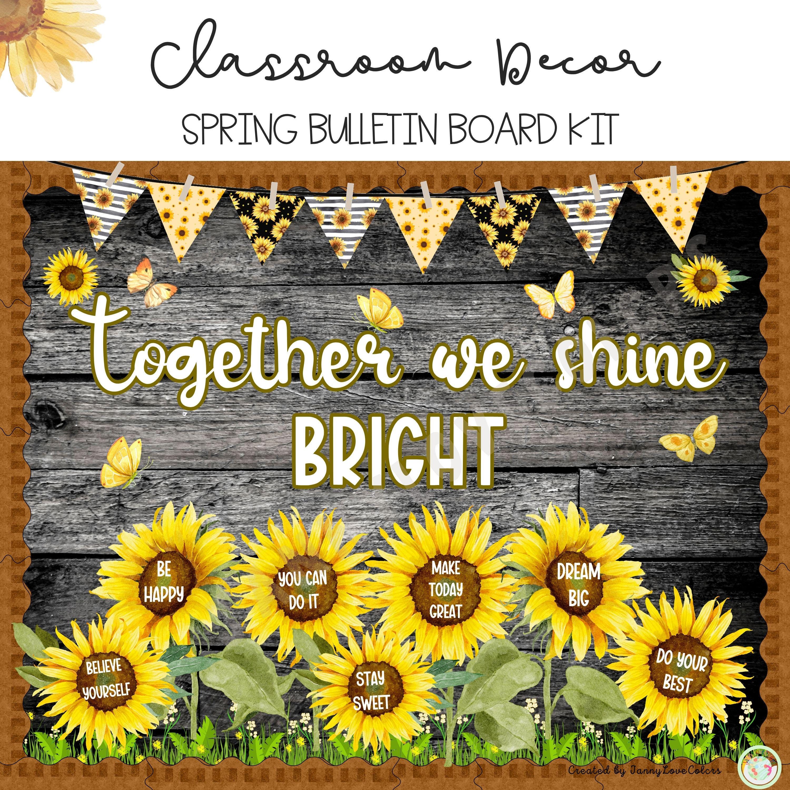 Spring Sunflower Classroom Bulletin Board Decor (printable, Editable ...