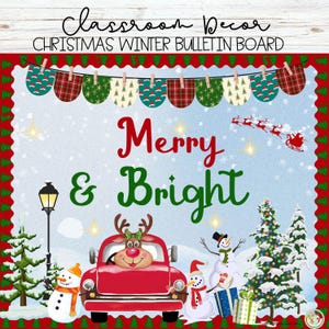 Merry Christmas Classroom Bulletin Board Kit: Winter Door Decor ...