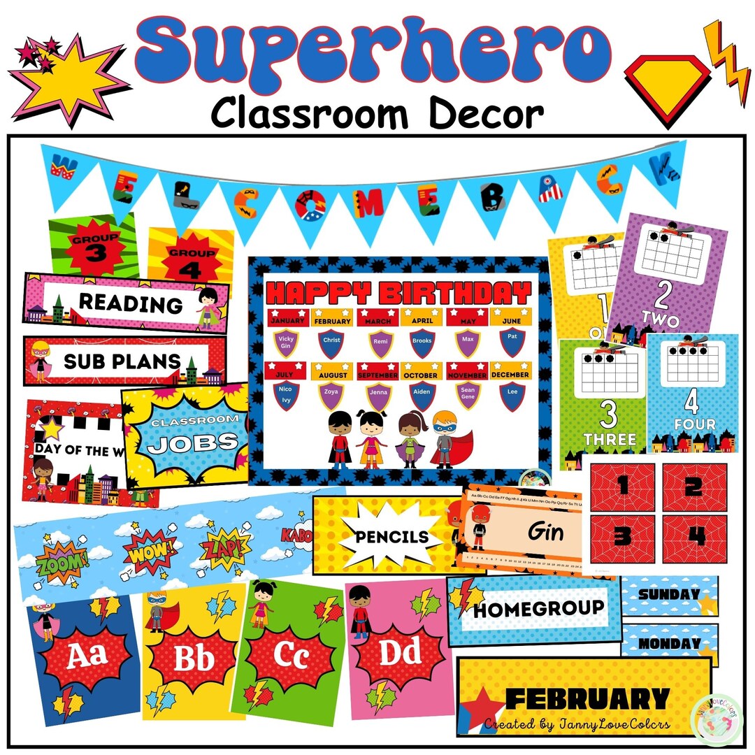Superhero Classroom Decor Bundle: Editable Back to School Theme - Etsy