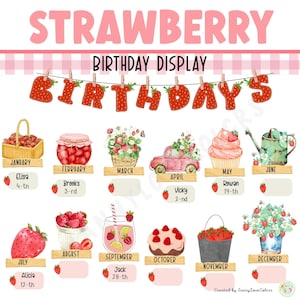 Strawberry Theme Classroom Decor Bundle | Printable | Editable | Door ...
