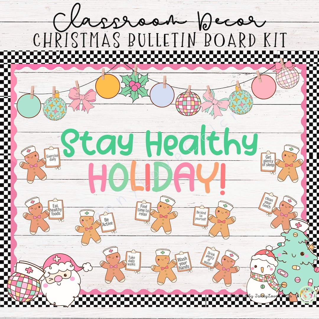 Christmas Healthy Habits Bulletin Board Kit: School Nurse Decor ...