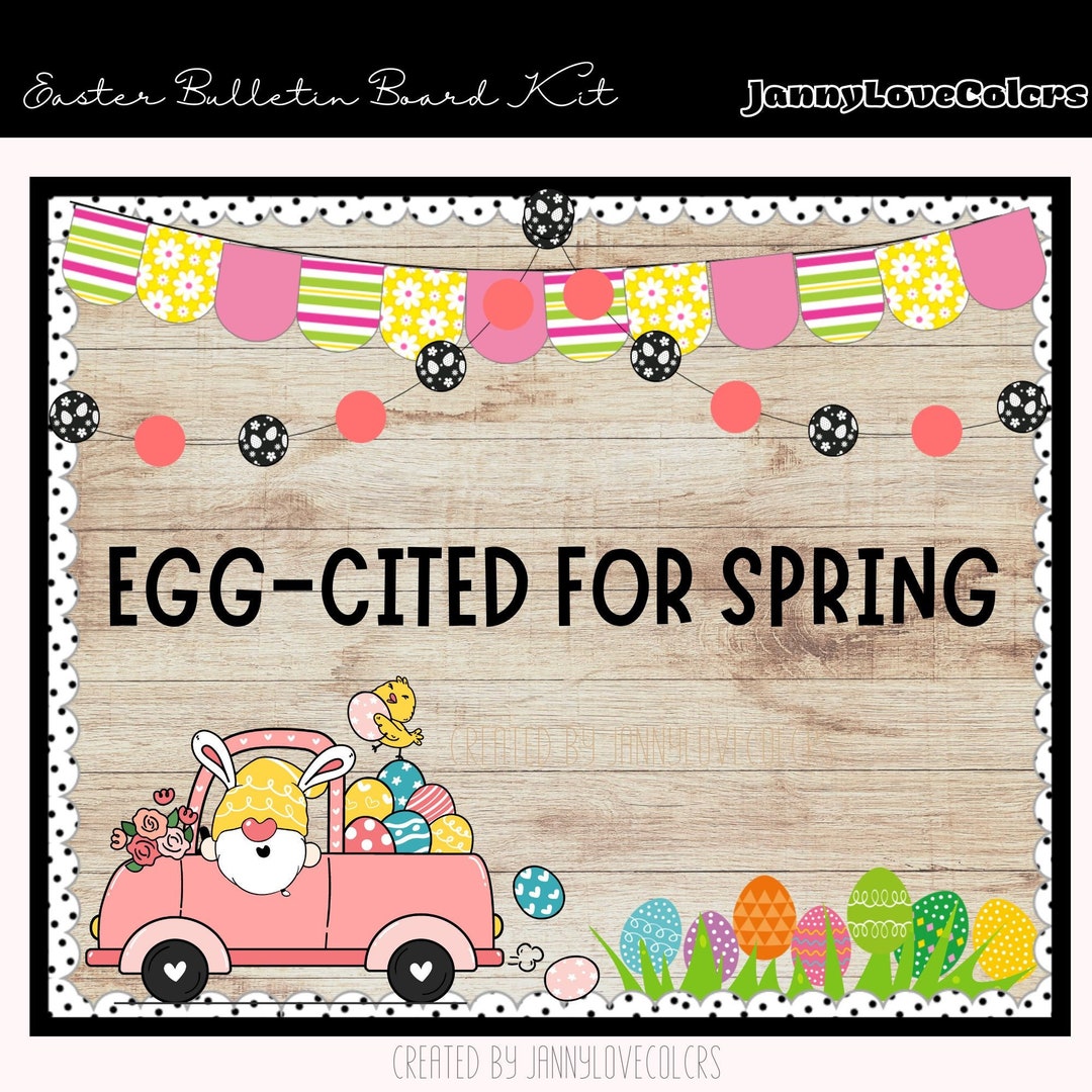 Happy Easter Truck Bulletin Board Display Printable Door Kit April - Etsy