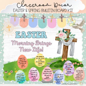 He is Risen Easter Bulletin Board Kit | Spring Door Decor | March/april ...