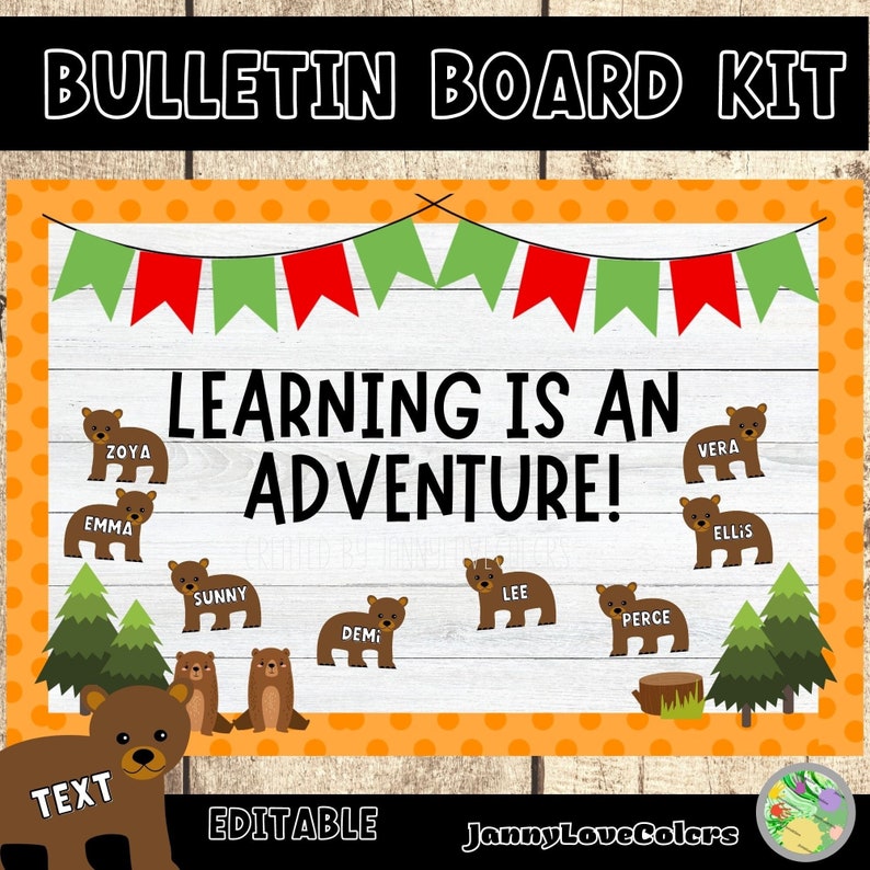 Bear Bulletin Board Back to School Door Decor Digital Download Editable ...