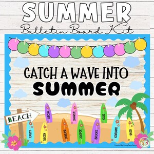 Summer Bulletin Board Surfboard Bulletin Board Back to School Door ...