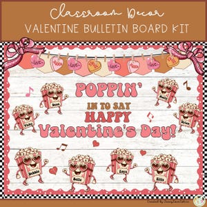 Retro Valentine's Day Bulletin Board Kit Groovy Heart-themed February ...