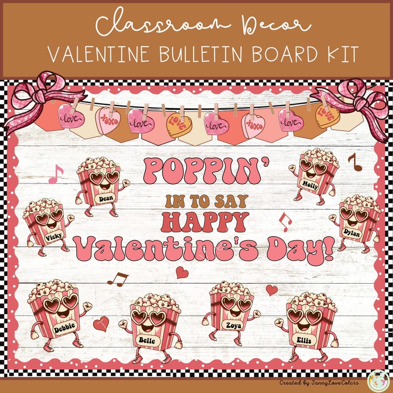 Retro Valentine's Day Bulletin Board Kit: Groovy Heart Decor (PDF, PPT ...