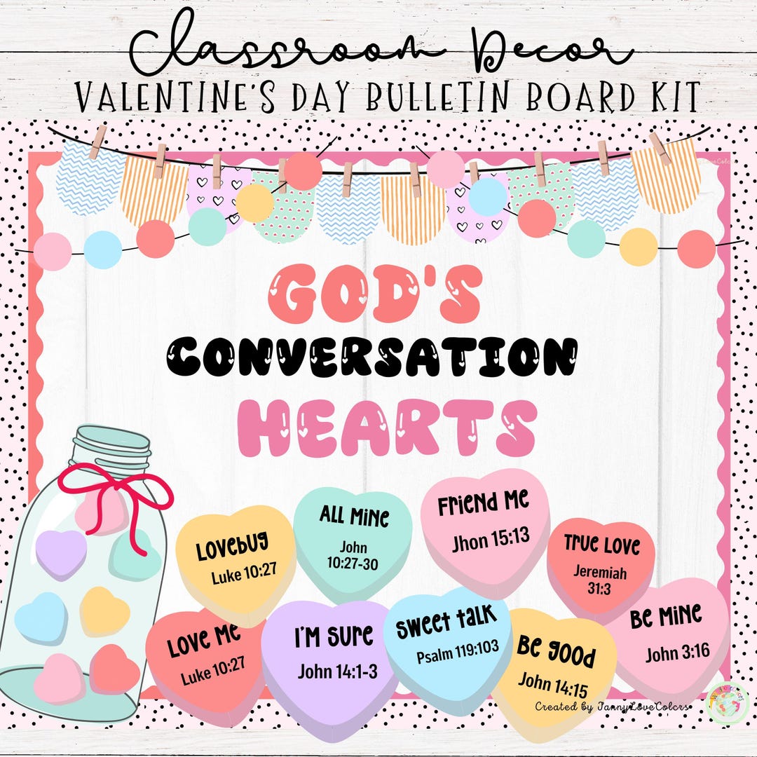 God's Conversation Hearts Bulletin Board Kit: Christian Classroom Decor ...