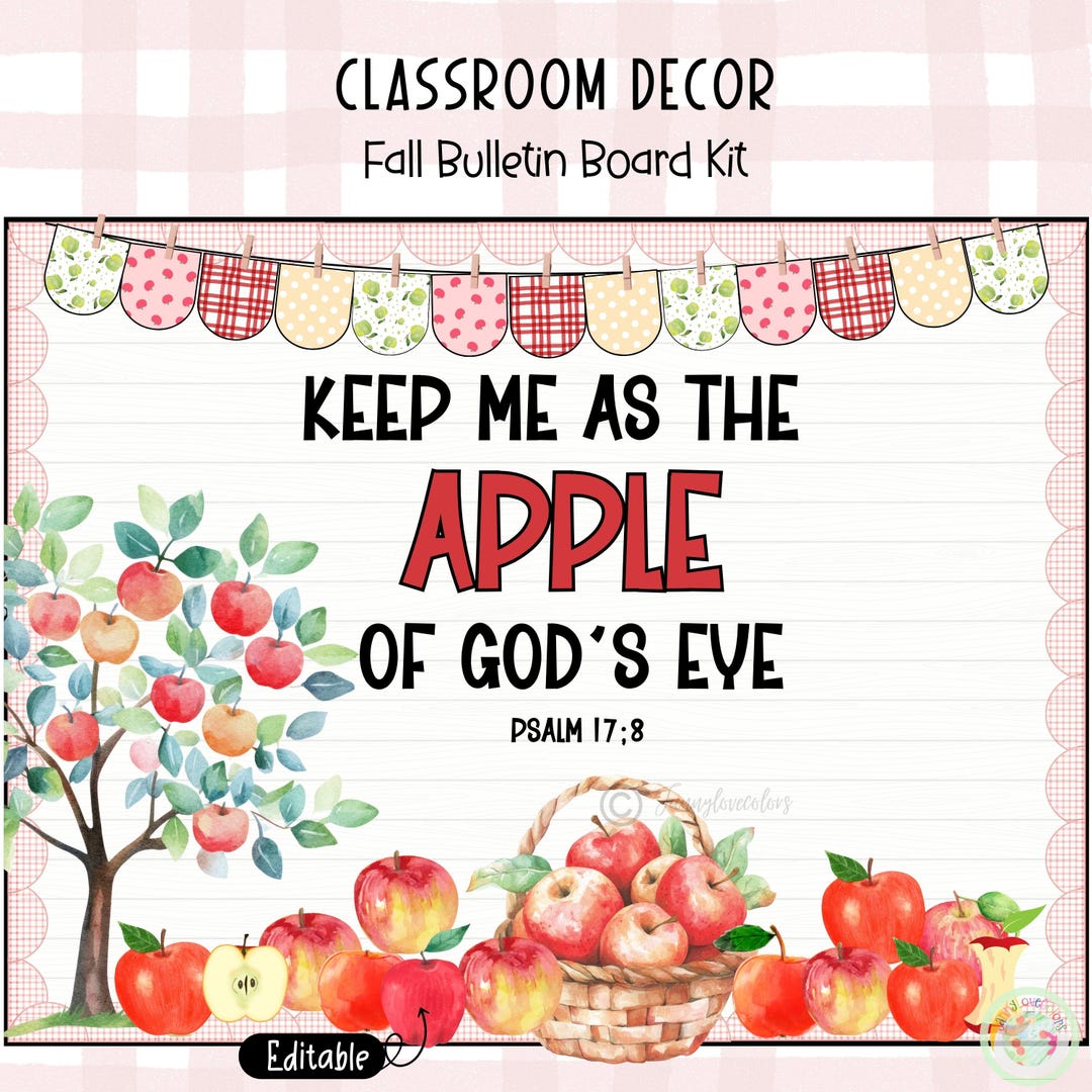 Apple Fall Bulletin Board Kit: Christian Classroom Decor (printable PDF ...
