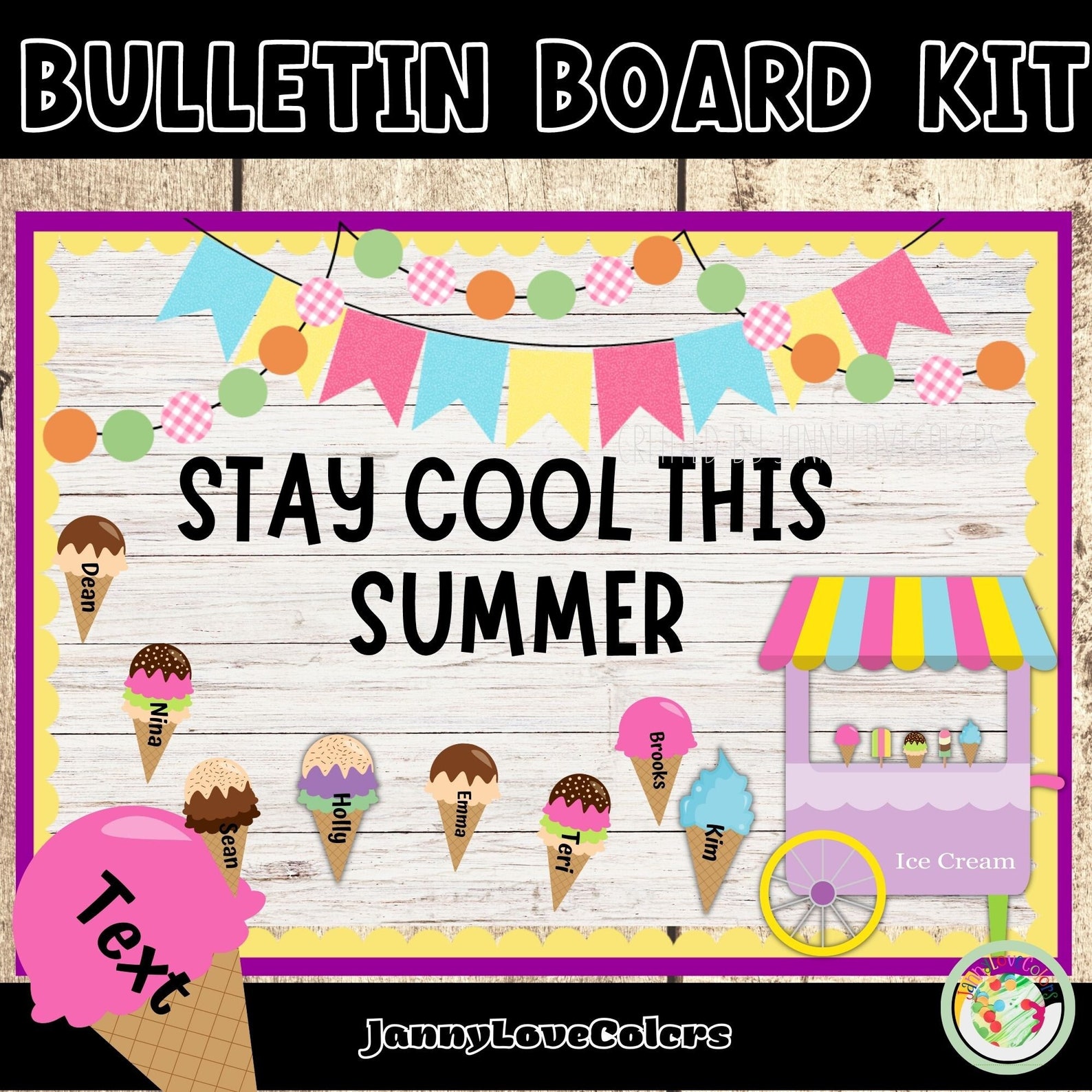 Ice Cream Summer June and July Bulletin Board Kit Door - Etsy