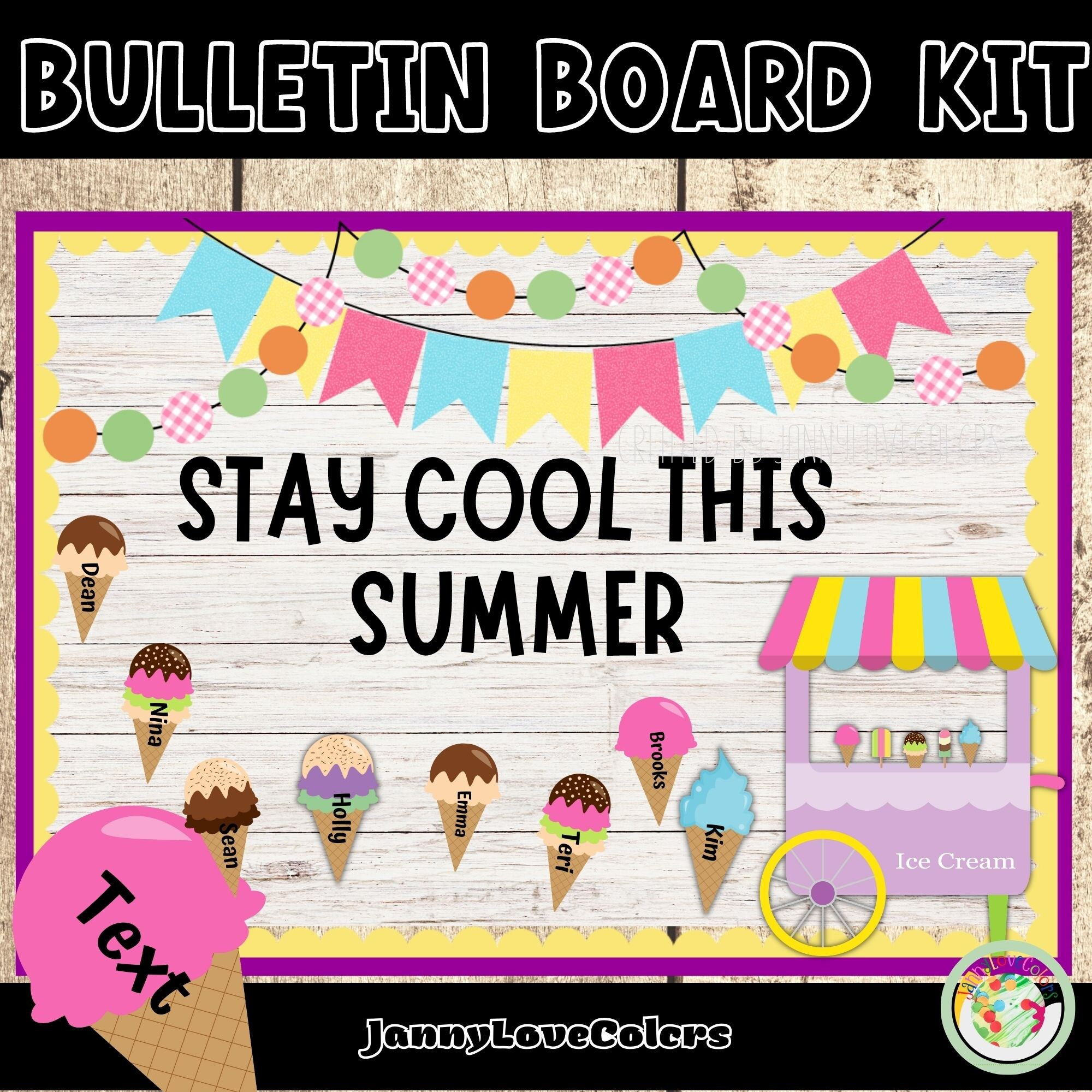 Ice Cream Summer June and July Bulletin Board Kit Door - Etsy