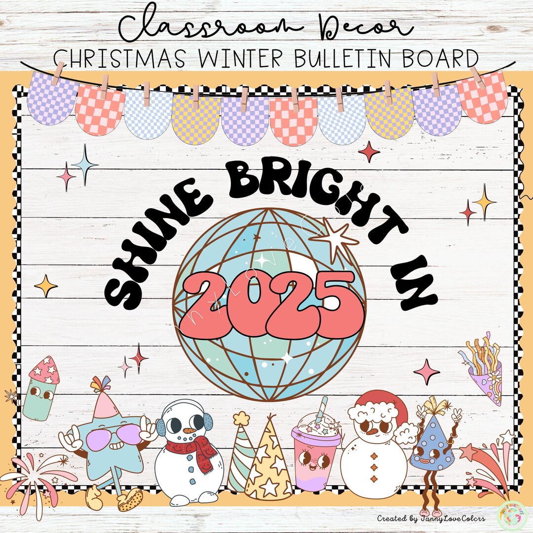 New Year Bulletin Board Kit | Classroom Decor | Retro Door Decor - Etsy