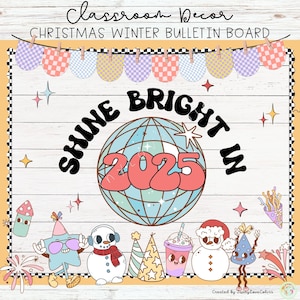 New Year Bulletin Board Kit | Classroom Decor | Retro Door Decor - Etsy