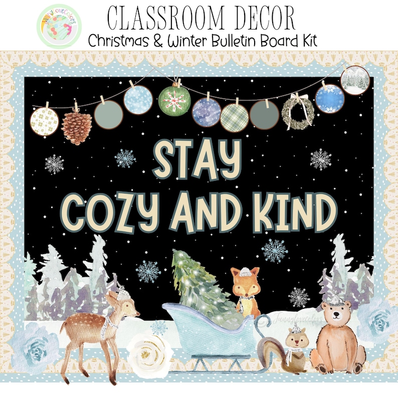 Cozy Winter Forest Bulletin Board Kit | Christmas Classroom Decor ...