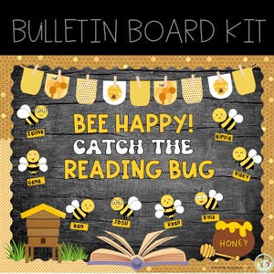 Bee Reading Bulletin Board Spring Summer Library Boards Door Decor - Etsy